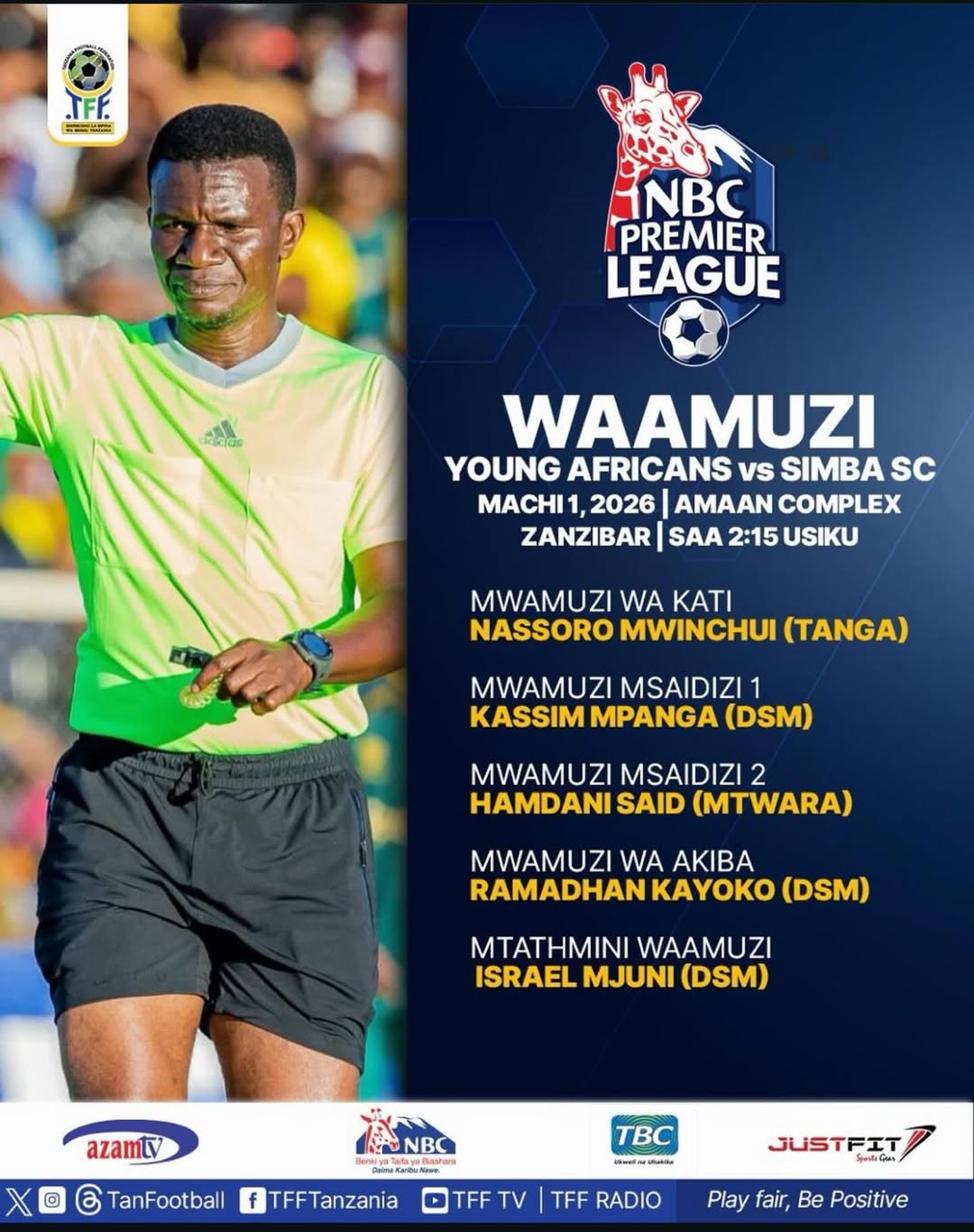 Huyu Hapa Mwamuzi Atakae Simamia Derby ya Kesho Yanga na Simba | UDAKU ...